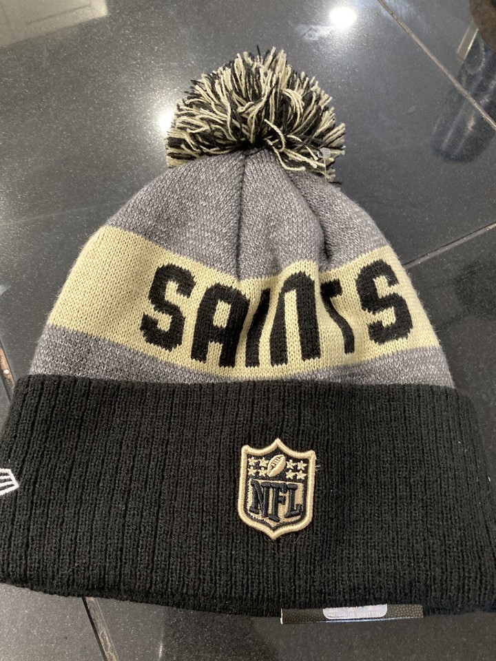 MENS/WOMENS New Era NFL NEW ORLEANS SAINTS Beanie BLACK/GOLD/GRAY NWT ...