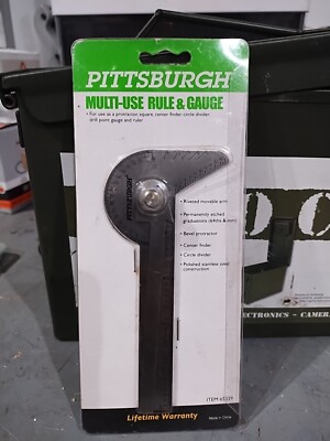 Pittsburgh Multi-Use Rule and Gauge 65339 Stainless Protractor Ruler ...