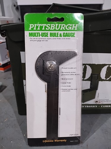 Pittsburgh Multi-Use Rule and Gauge 65339 Stainless Protractor Ruler ...