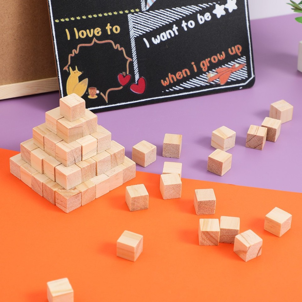 300 Pcs Square Wood Block Unfinished Blocks Puzzle Making for Crafts ...