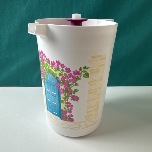 Tupperware Push Button Pitcher 2qt Pink Purple Flowers New | eBay