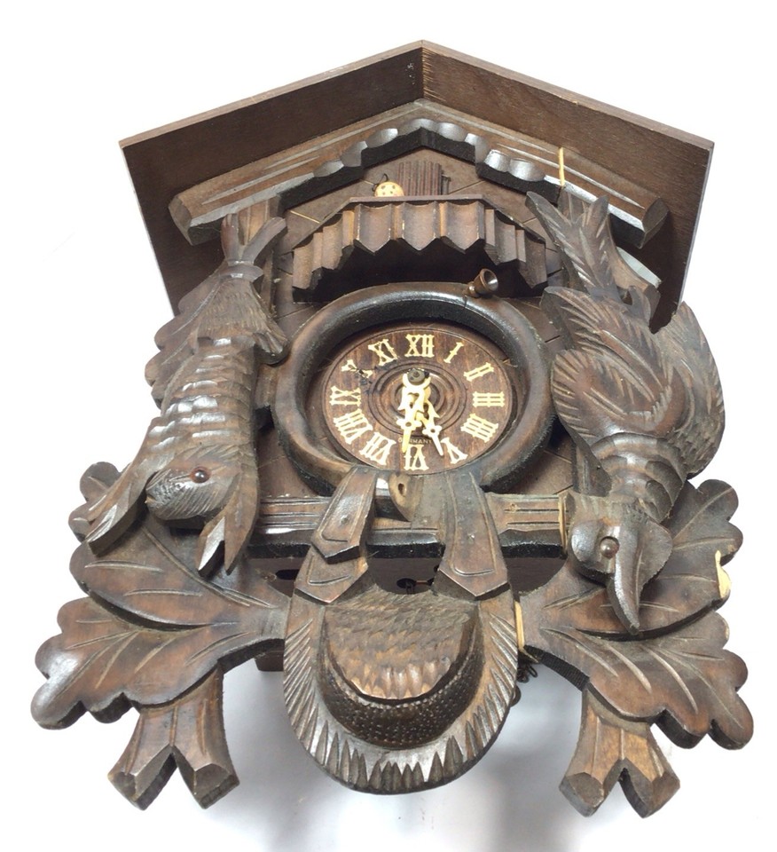 VTG Thorens Edelweiss "After the Hunt" Black Forest Cuckoo Clock RARE ...