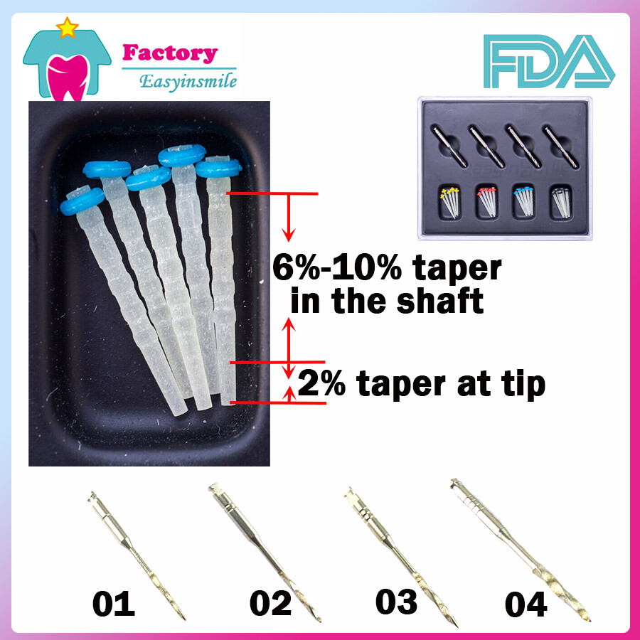 20Pc Dental Endo Fiber Posts Quartz root canal pins Resin Glass Screw ...