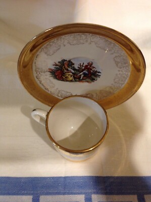 Sabin Crest O Gold Teacup & Saucer Set Demitasse Tea Cup 22 K Warrented ...