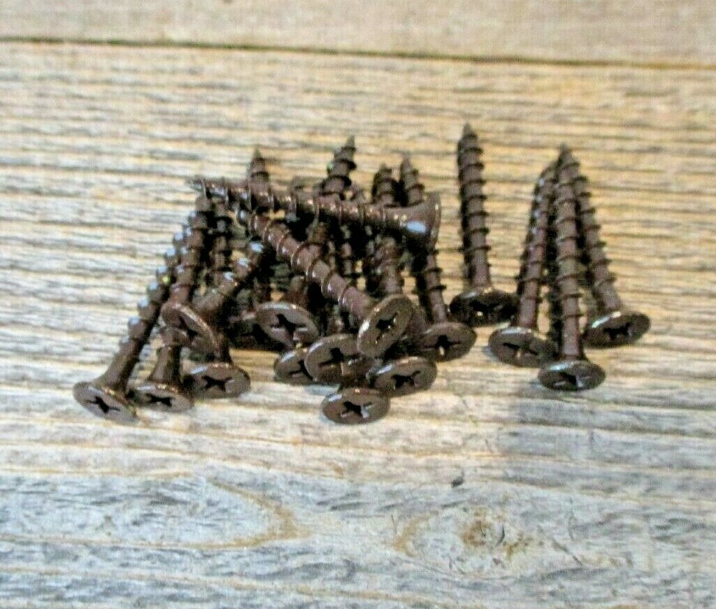 RUSTIC SCREWS PHILLIPS HEAD 1" ONE INCH DECORATIVE DECOR MOUNTING BROWN ...