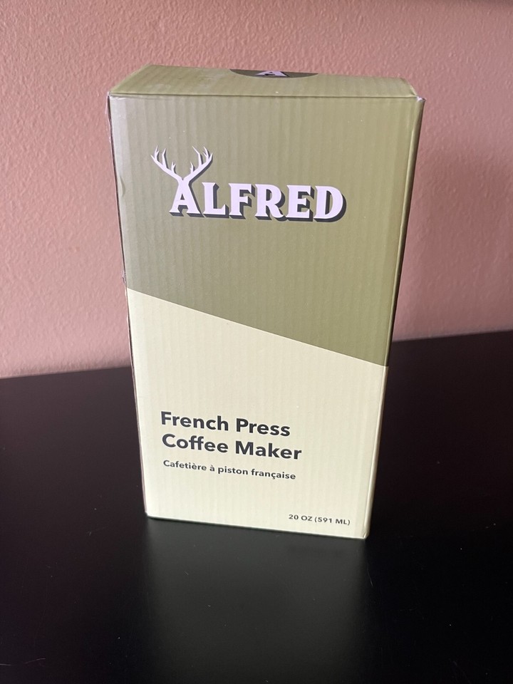 Alfred But First Coffee 20oz Glass French Press Coffee Maker New Open ...