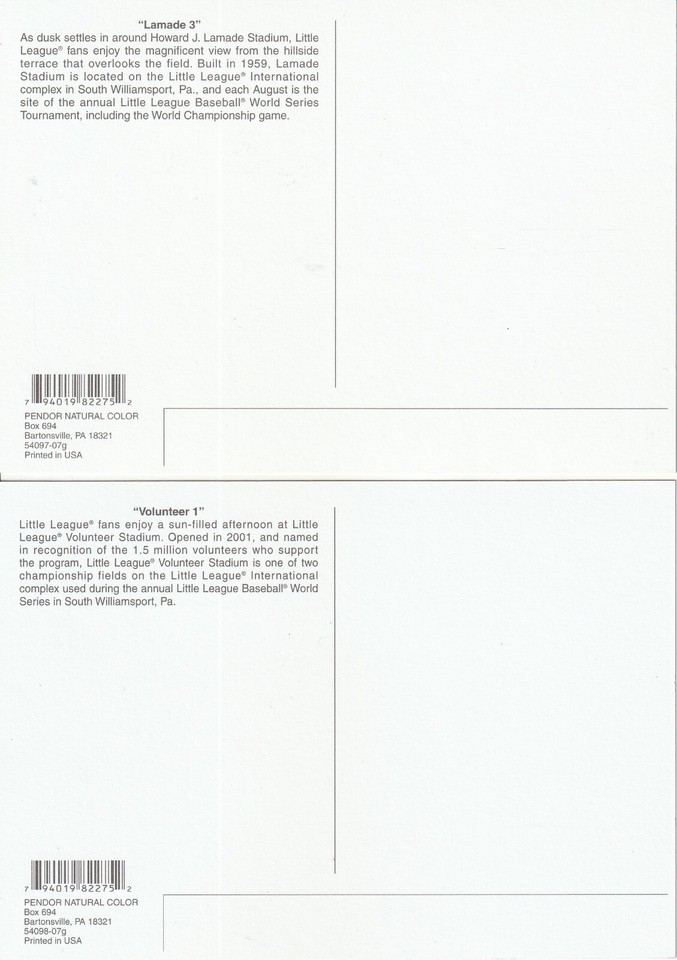 (2) Little League World Series Lamade Stadium & Volunteer Stadium ...