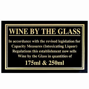 175ml & 250ml Weights & Measures Act Sign | Pub Law Sign License Act ...