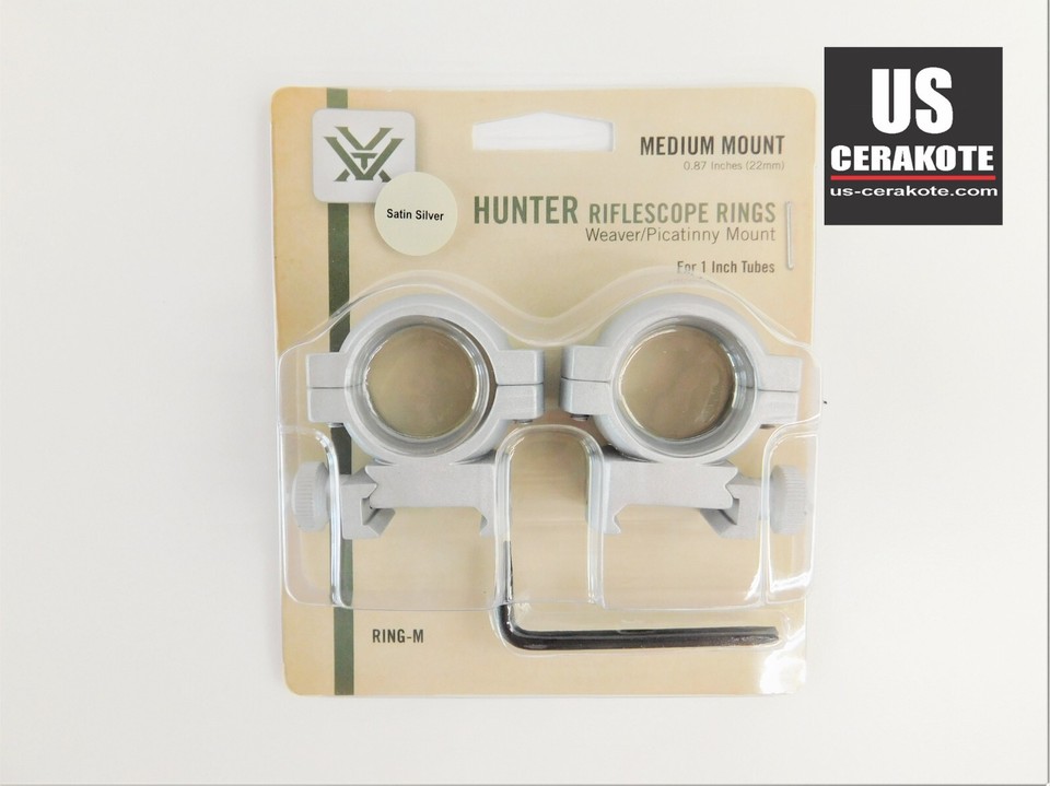 Vortex Hunter Riflescope Rings 1" Medium Weaver Style Satin Silver RING ...