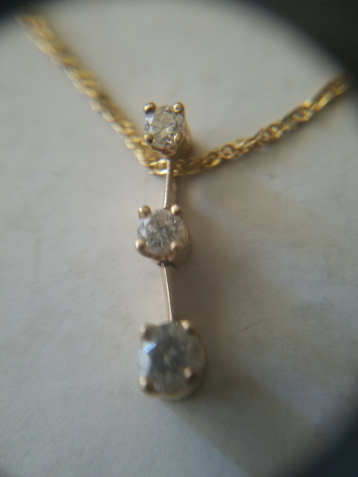 14K Gold Diamond Past Present Future Pendant Chain N… - Gem