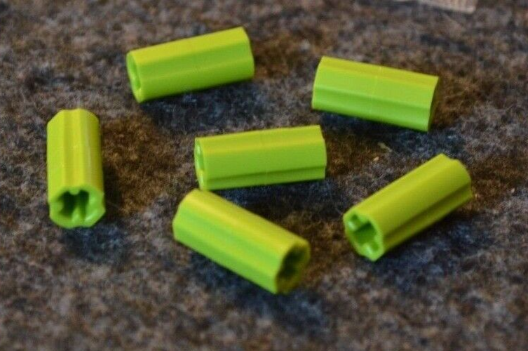 (6) (#2) 1x2 Lime Green Axle Connector Bricks ~ Technic ~ New Lego ...