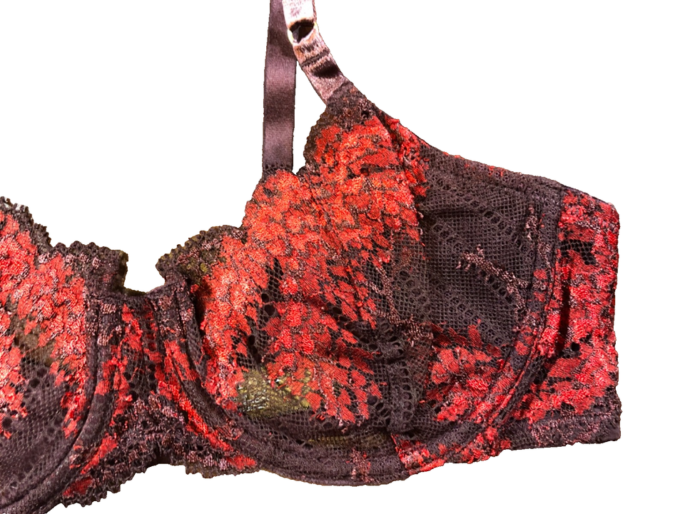 Natori Lace Mesh Maroon Red Sheer Balconette Bra 34B | eBay