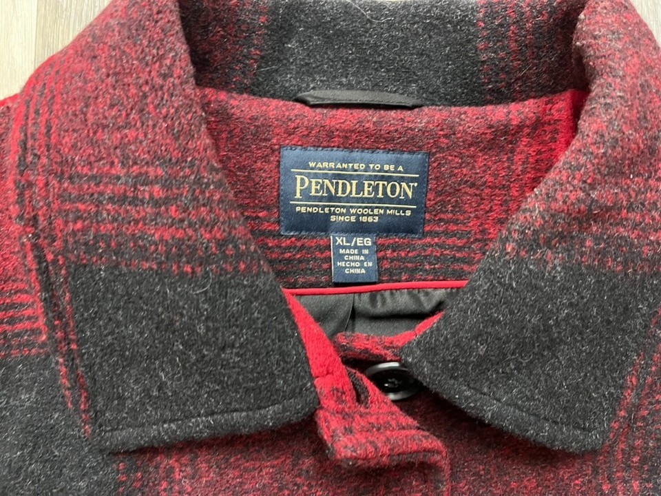 Pendleton Womens Wool Blend Red Plaid Topper Winter Coat Size XL ...