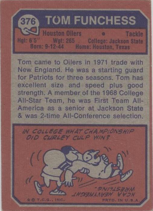 1973 Topps Tom Funchess #376 for sale | eBay