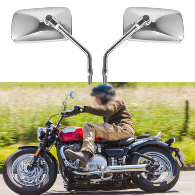 Silver Motorcycle Mirrors Rectangle For Triumph Bonneville Speedmaster ...