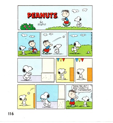 1990's Vintage PEANUTS COMIC STRIP Pin-Up ART - RERUN & SNOOPY THROW ...