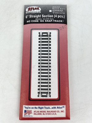 Atlas HO Scale Code 100 6" Straight 4-Pack Model Train Track #822 | eBay