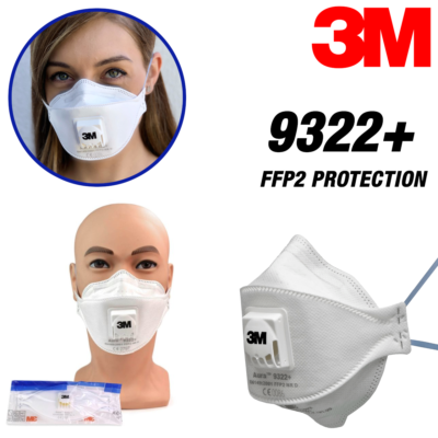 3M AURA 9322+ FFP2 DISPOSABLE FACE MASK RESPIRATOR VALVED | eBay