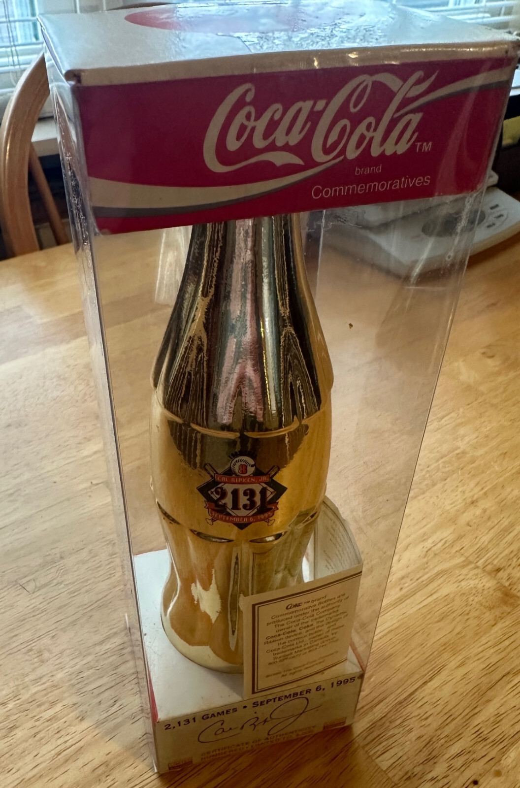 1995 Coca Cola Cal Ripken Jr Gold Coke Bottle 2131 Commemorative Rare ...
