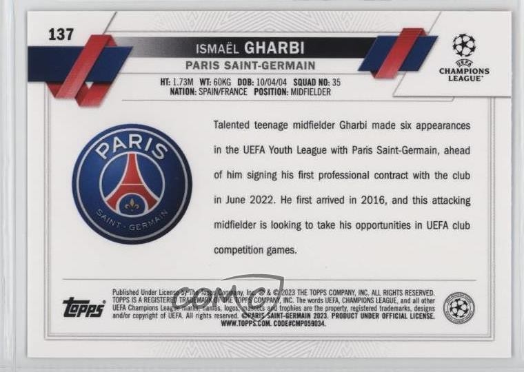 2022 UEFA Club Competitions Future Stars Inferno Foil Ismael Gharbi ...