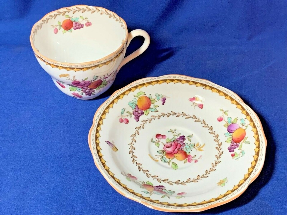 Spode China Rockingham pattern with mustard trim 2 cups and saucers | eBay