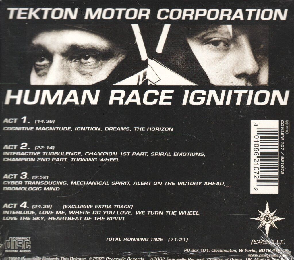 Tekton Motor Corporation Human Race Ignition CD UK Peaceville 2002 fold ...