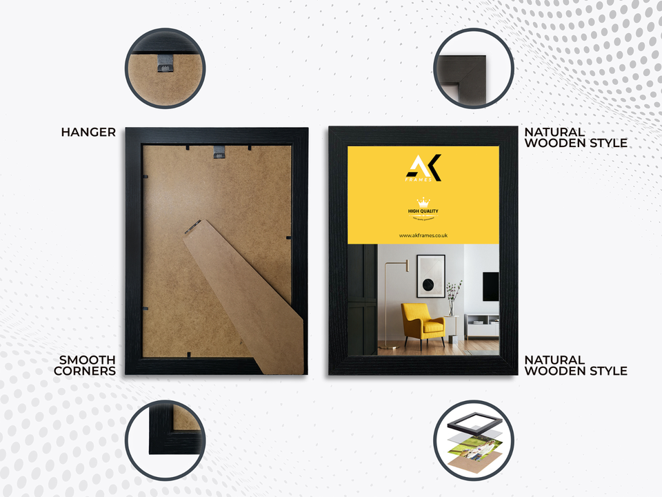 BLACK Picture Frame OAK WALNUT WHITE A1 A2 A3 A4 A5 Modern Poster Photo ...
