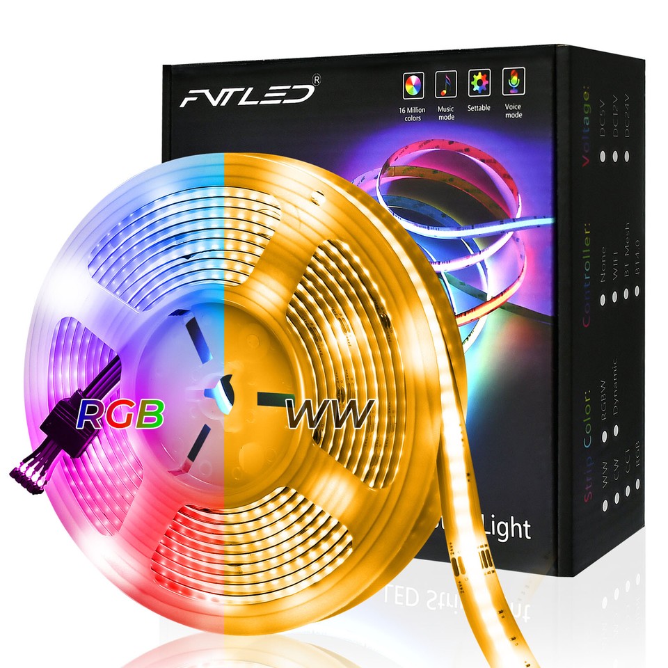 2m-20m LED COB Streifen WW/NW/CW/RGB/RGBW 12V 24V Lichtband Stripe ...
