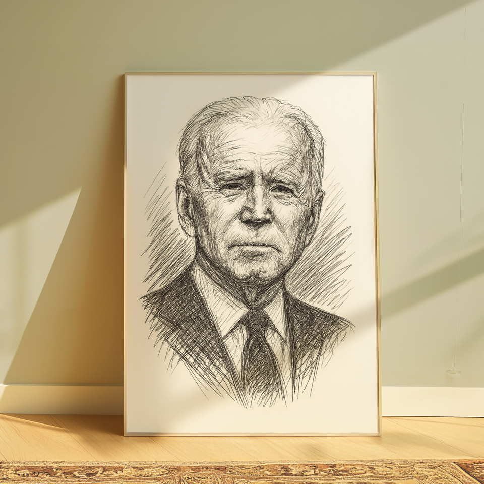 JOE BIDEN DRAWING PORTRAIT SKETCH PRINT JOE BIDEN WALL ART HOME DECOR ...