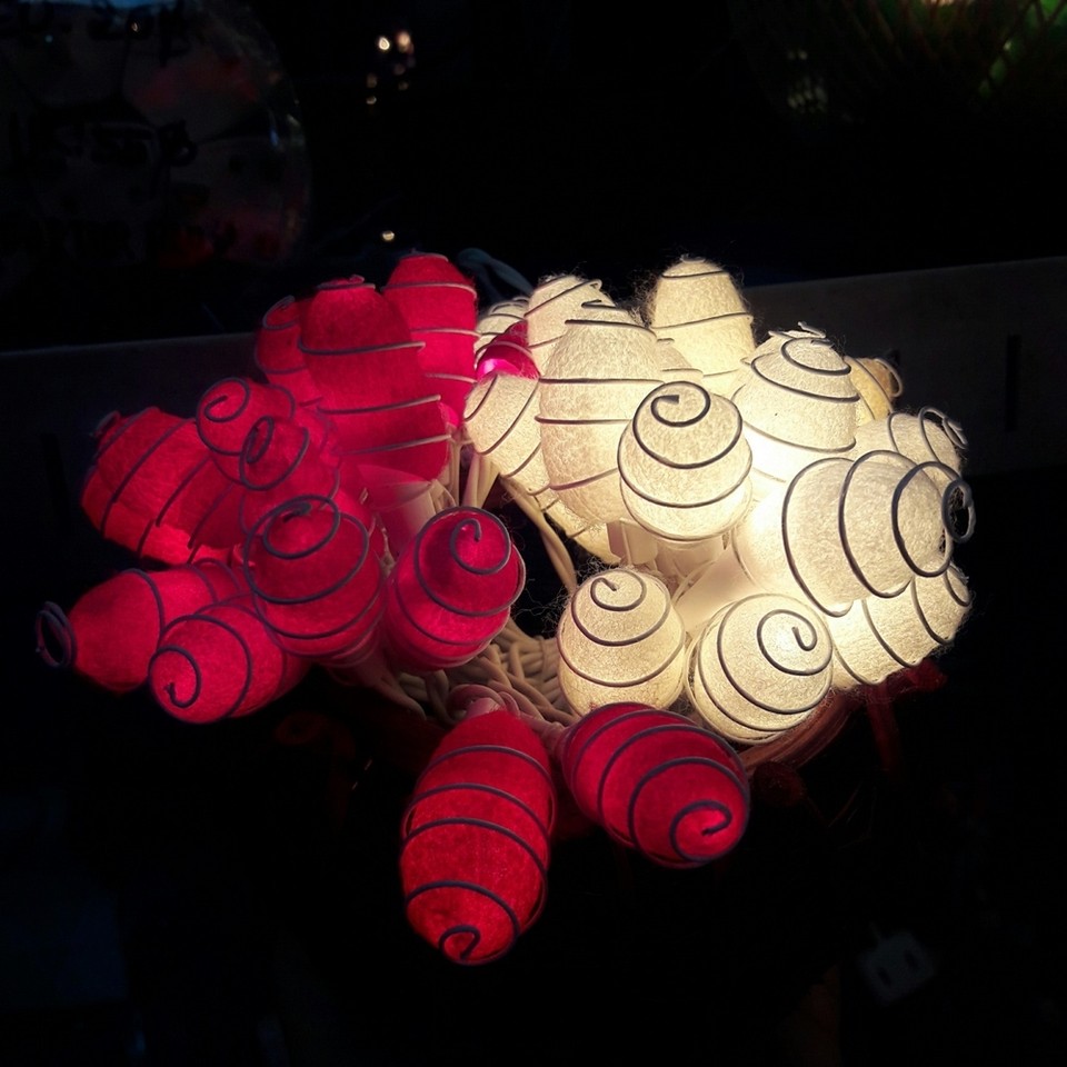 Vintage String Lights 35 lights Thai Real Silk Cocoon Handmade DIY ...