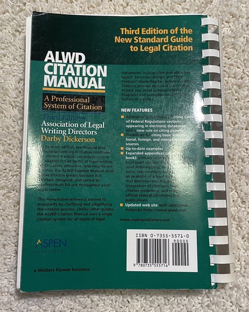ALWD Citation Manual : A Professional System of Citation by Association ...