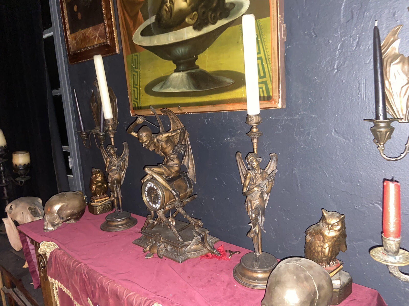 Antique Devil Satanic Occult Clock Skulls Memento Mori Oddities Gothic ...