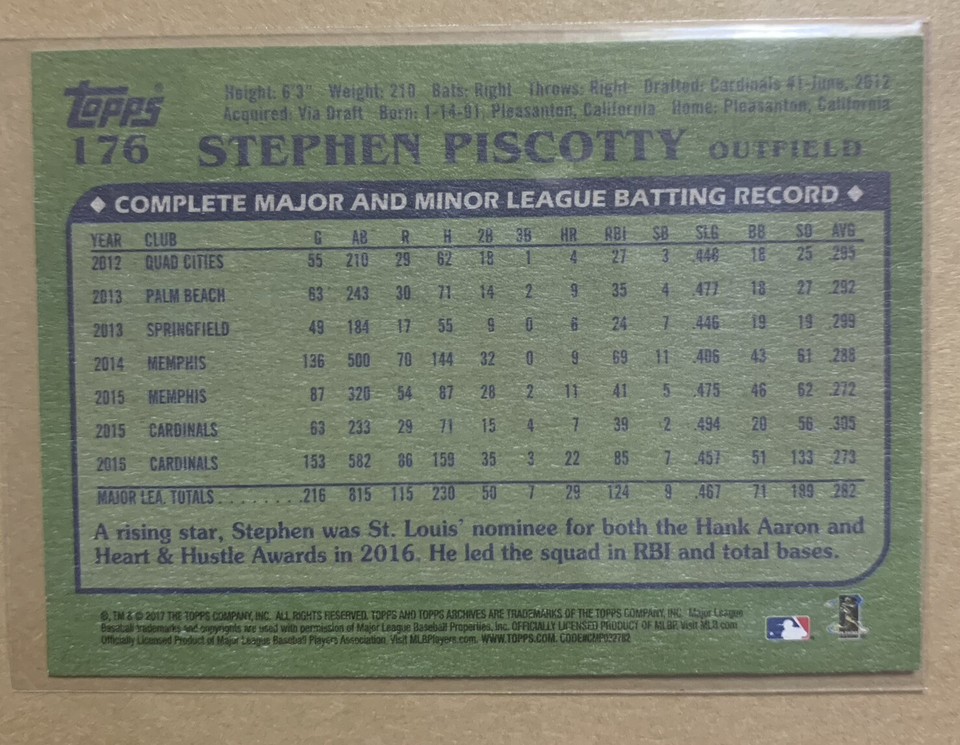 2017 Topps Archives Stephen Piscotty St. Louis Cardinals #176 | eBay