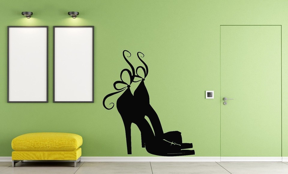 Vinyl Decal Wall Sticker Stilettos Beautiful Female High Heel Shoes Bow ...