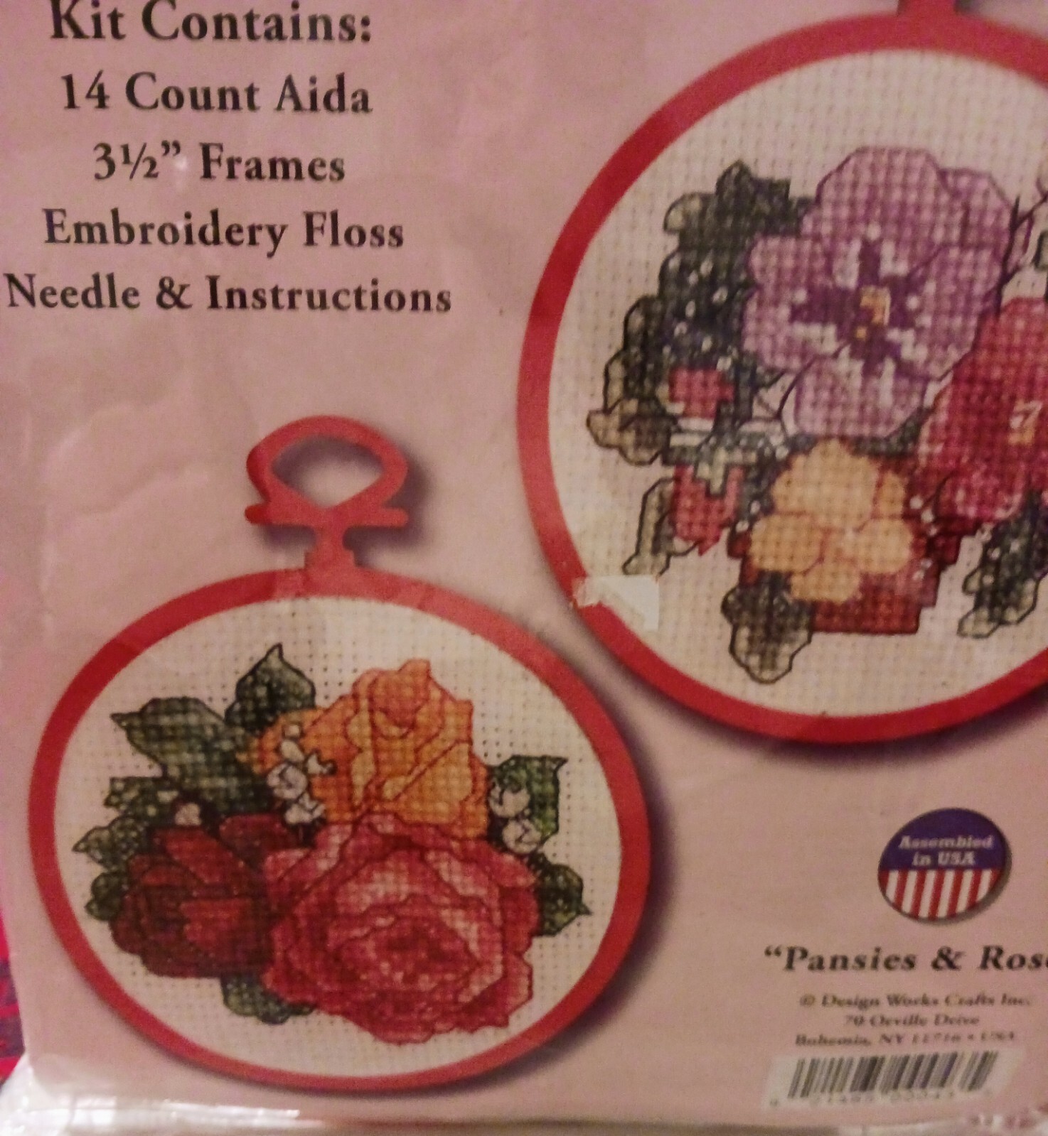 Vintage DESIGN WORKS Cross Stitch Kit "Pansies & Roses" Partially ...