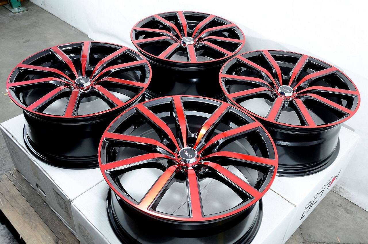 18" Wheels Rims Red Black 5x114.3 Fit Altima Sentra Veloster Sonata ...