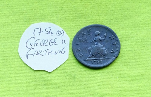 1754 Farthing (Britain UK) George II (1727 - 60) Copper Coin (b) | eBay