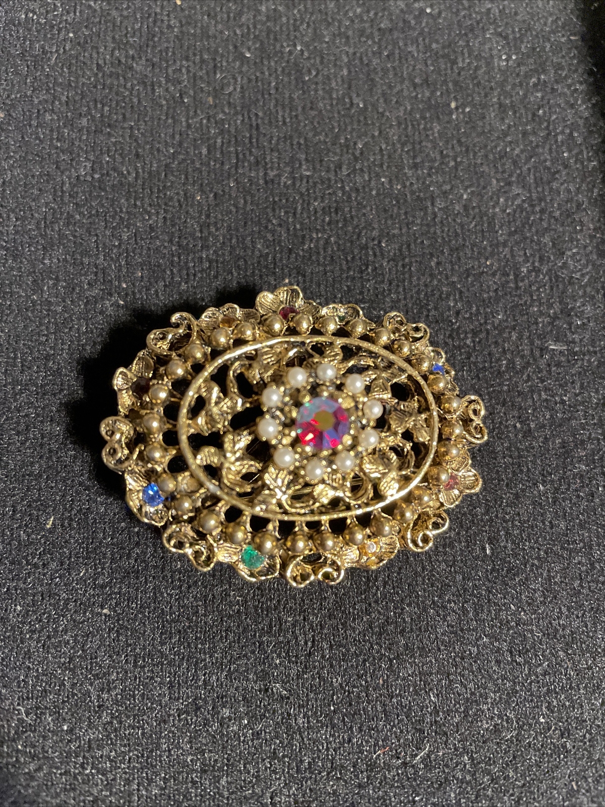 Victorian Aurora Borealis Pendant & Brooch Colorful C… - Gem