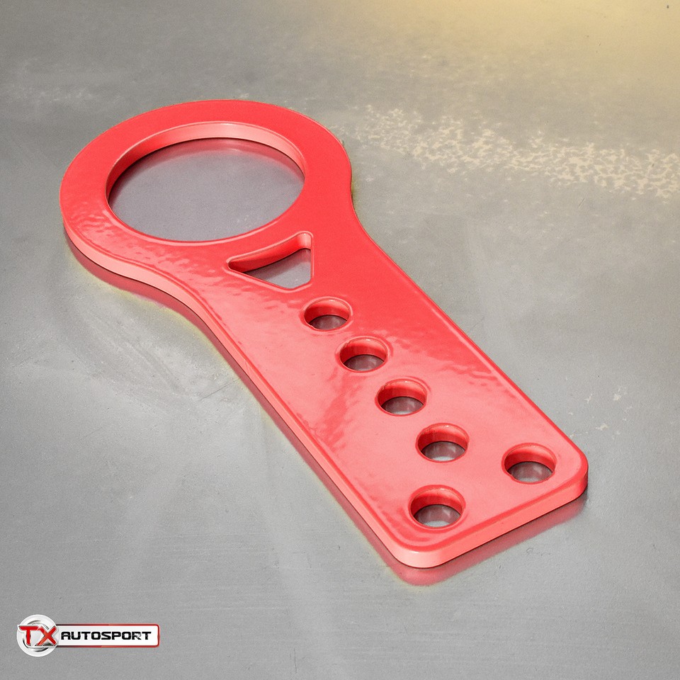 Tow Hook Flat Universal Towing Eye - 190mm Long - 55mm Loop Red Car ...
