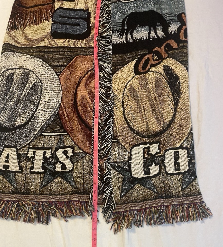 Western Blanket Fringe Woven Tapestry Long Vest Cowboy Rodeo Wrap ...