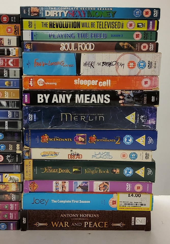 101 x DVD JobLot- Merlin Jungle Book Cold Feet Arrow Bad Girls Blues ...