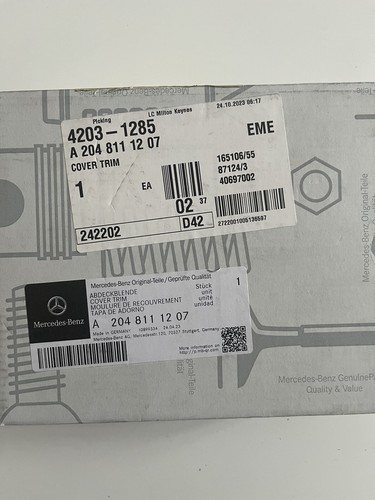 Genuine Mercedes-Benz W204 C-Class RH Wing Mirror Black Under Trim ...