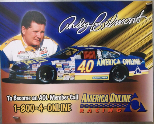 ANDY BELMONT America Online Racing 8x10 Card NASCAR | eBay