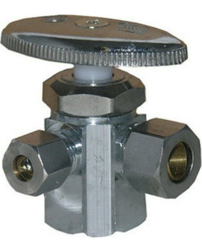 ROC Plumbing Dual Outlet Angle Stops Valve w/ Celcon Stems 5/8"x1/2"-7/ ...