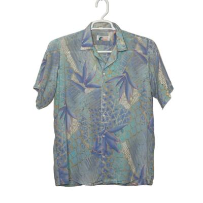 Islander light blue tropical print short sleeves casual shirt size M | eBay