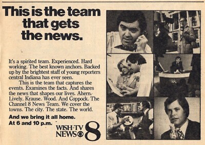 1978 WISH INDIANA TV NEWS AD CAROL KRAUSE, STAN WOOD & CHET COPPOCK ...