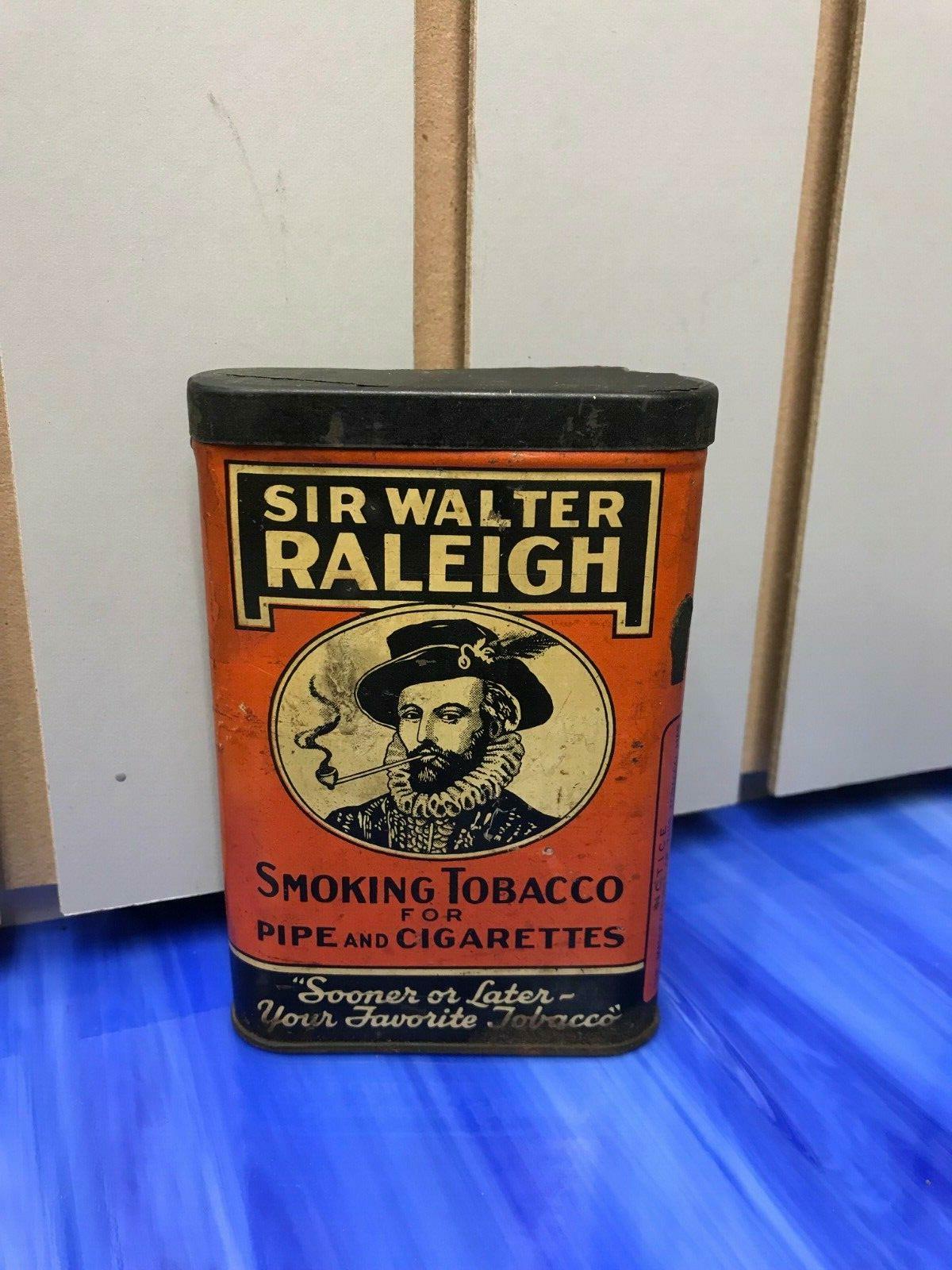 VINTAGE SIR WALTER RALEIGH TOBACCO CAN TIN PIPE&CIGARETTE LOUISVILLE ...