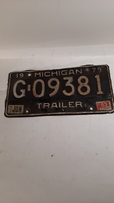 1979 Michigan MI Trailer License Plate Tag G-09381 | eBay