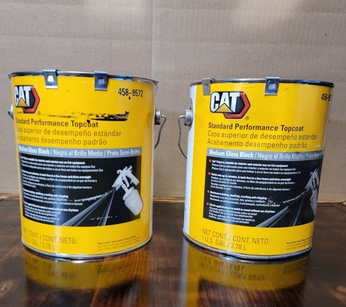 GENUINE OEM CATERPILLAR MEDIUM GLOSS CAT BLACK TOPCOAT PAINT 2 GALLONS ...