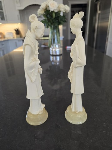 Vintage Golden Crown E&R Italy Asian Figurines – 11” Ivory Resin Pair ...